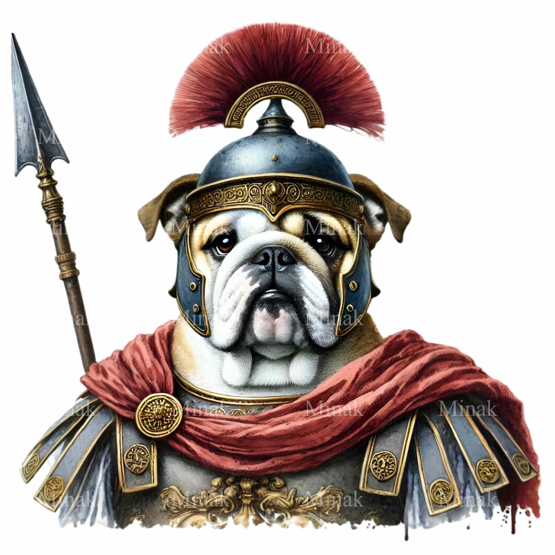 14 Roman Gladiator Bulldog PNG Clipart - Brave Dog in Armor, Helmet ...