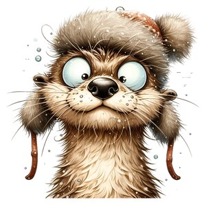 Adorable Quirky Otter 15 PNG Funny Winter Snowy Animal Cartoon ...