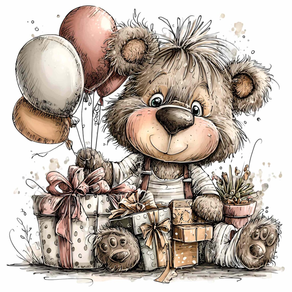 10 PNG Birthday Bear Clipart - Cute Party Animal Png - Kids Invitation ...