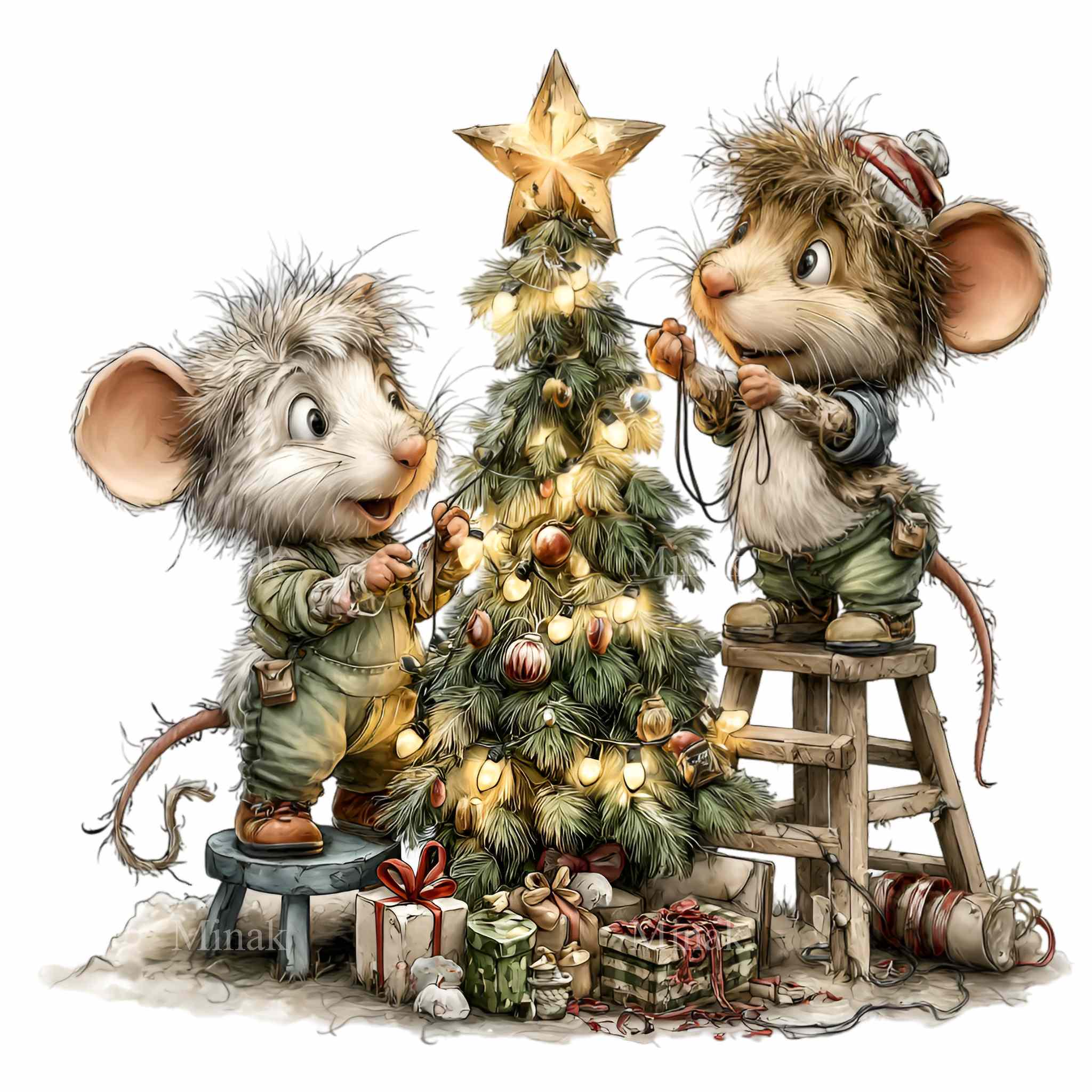 16 PNG Christmas Mice Clipart – Cute Holiday Animal PNG Illustration ...