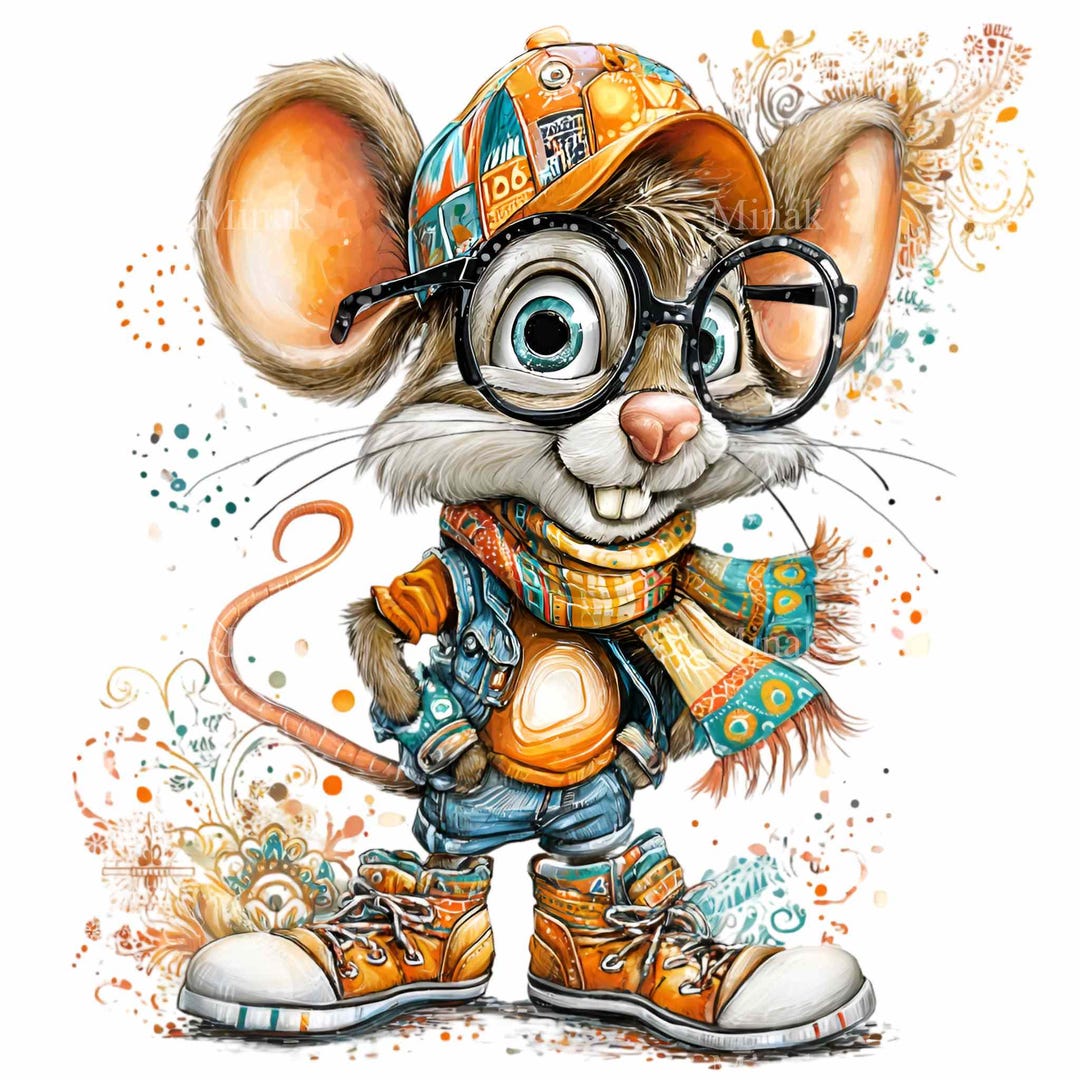 12 PNG Cool Cartoon Mouse – Funny Fall Animal PNG – Stylish Mouse in ...