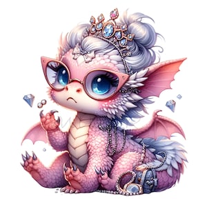 15 Princess Dragon PNG Clipart - Cute Fantasy Dragon With Tiara ...