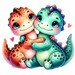 10 Cute Dinosaur Couple Hugging PNG Clipart, Adorable Blue and Orange ...