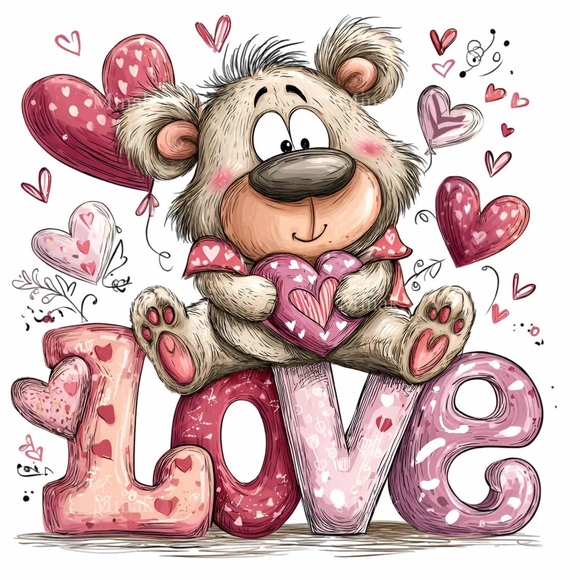 12 PNG Valentine Bear Clipart – Love Letters Illustration With Hearts ...