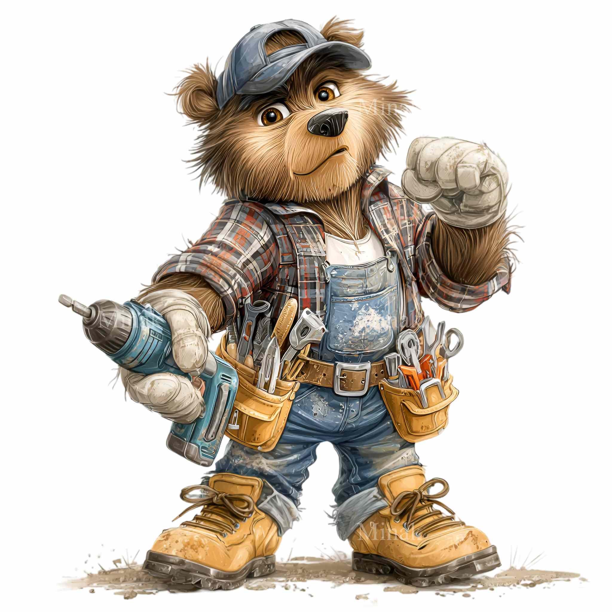 16 PNG Handyman Bear Clipart, Construction Worker Sublimation, Grizzly ...