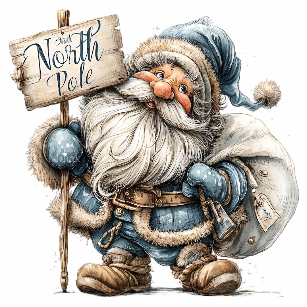 10 PNG Blue Santa Claus Clipart – Vintage Christmas Father PNG – Cute ...
