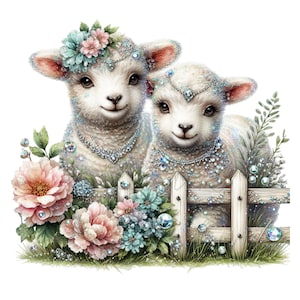 Lamb Clipart, 10 PNG Watercolor Sheep Spring Easter Card Making, Baby ...