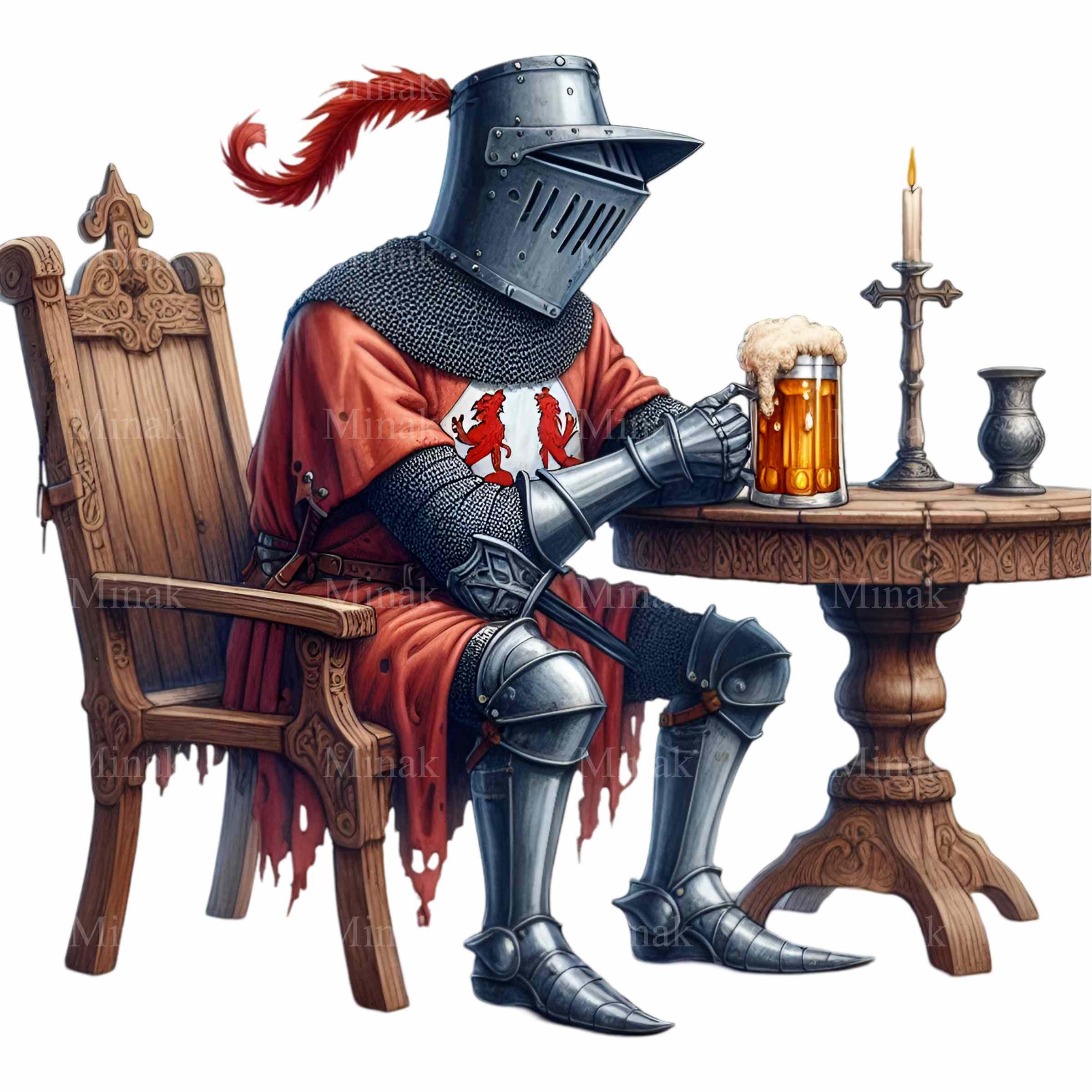 15 PNG Medieval Knight Beer, Fantasy Tavern Clipart, Crusader Design - Etsy