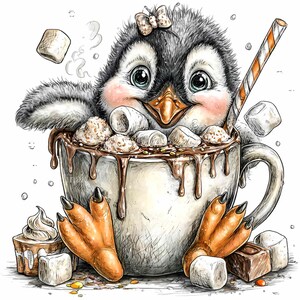 15 PNG Winter Penguin Clipart – Cute Penguin With Hot Cocoa PNG ...