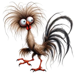 Funny Scruffy Rooster Clipart PNG - 10 Comical Cartoon Chicken With ...