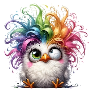 Rainbow Chick Fanny Bird 15 PNG Farm Animal Illustration Clipart ...