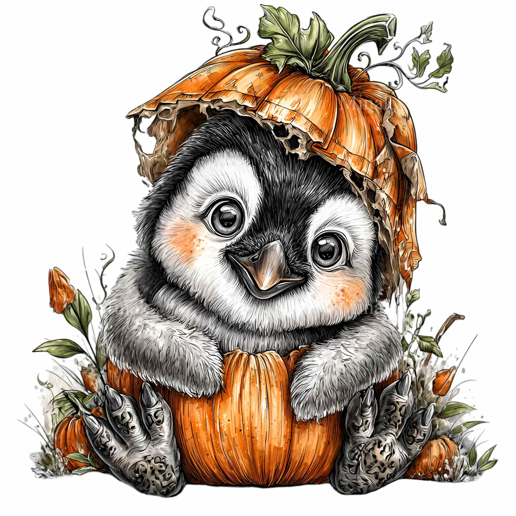 14 PNG Penguin Pumpkin Clipart, Fall Bird Autumn Animal Halloween - Etsy