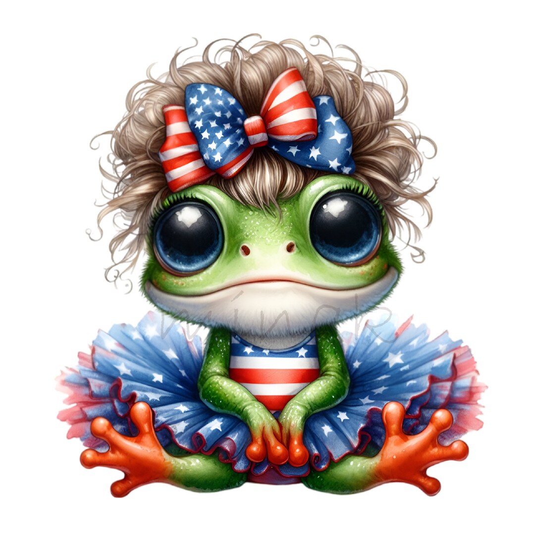 Patriotic Frog Clip Art 12 PNG USA Flag - Etsy