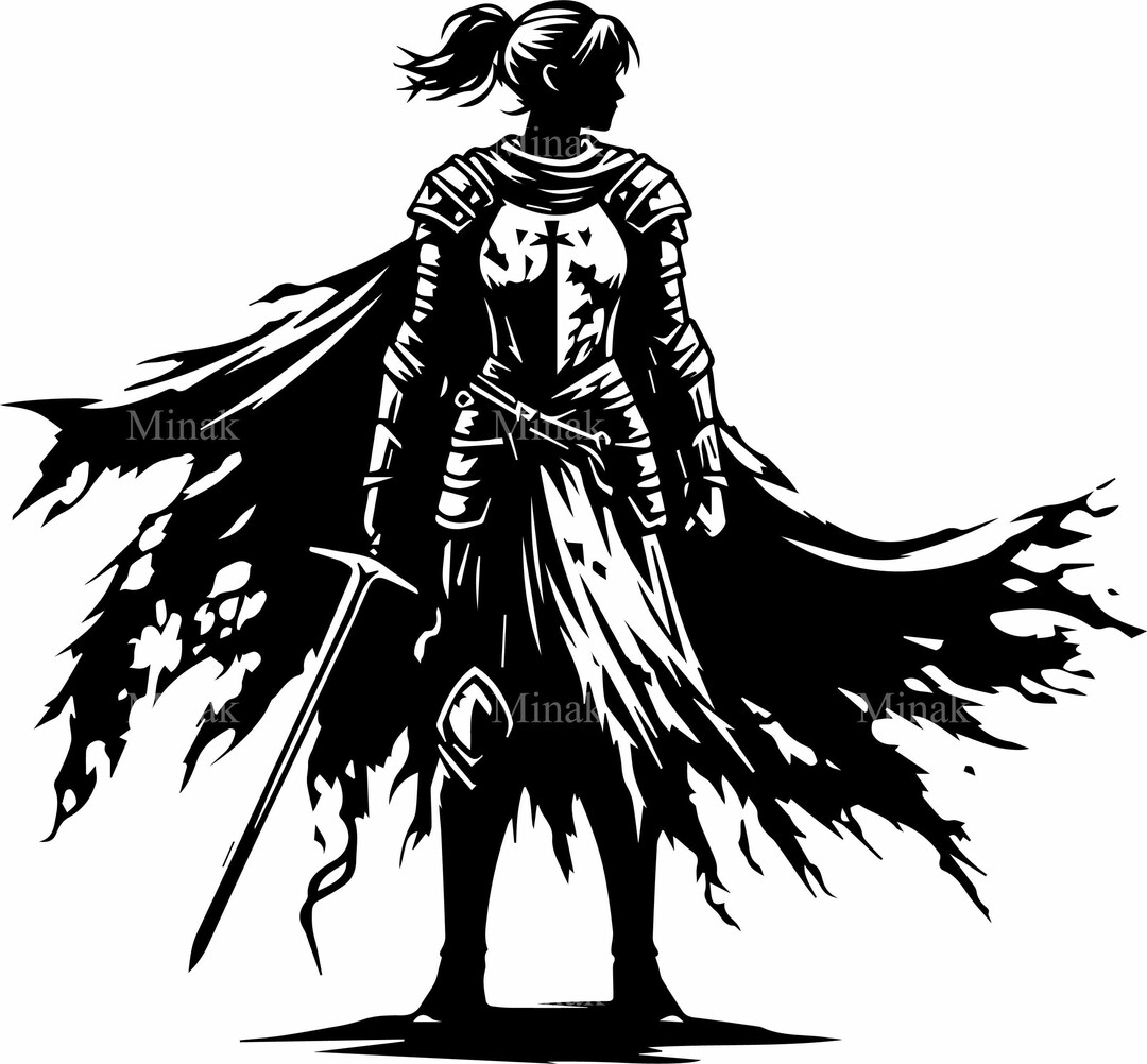 5 SVG Warrior Girl SVG, Gothic Female Knight Cut File, Brave Woman ...