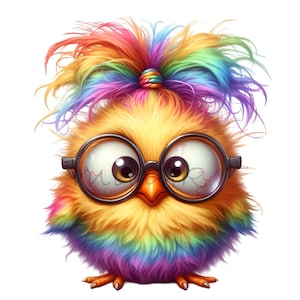 Rainbow Chick Fanny Bird 15 PNG Farm Animal Illustration Clipart ...