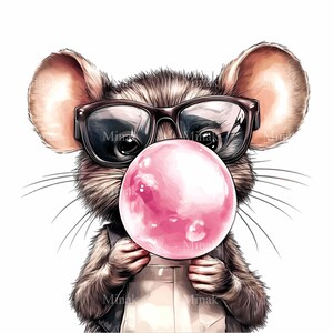 16 Adorable Mouse PNG Clipart - Mouse With Glasses Blowing Bubblegum ...