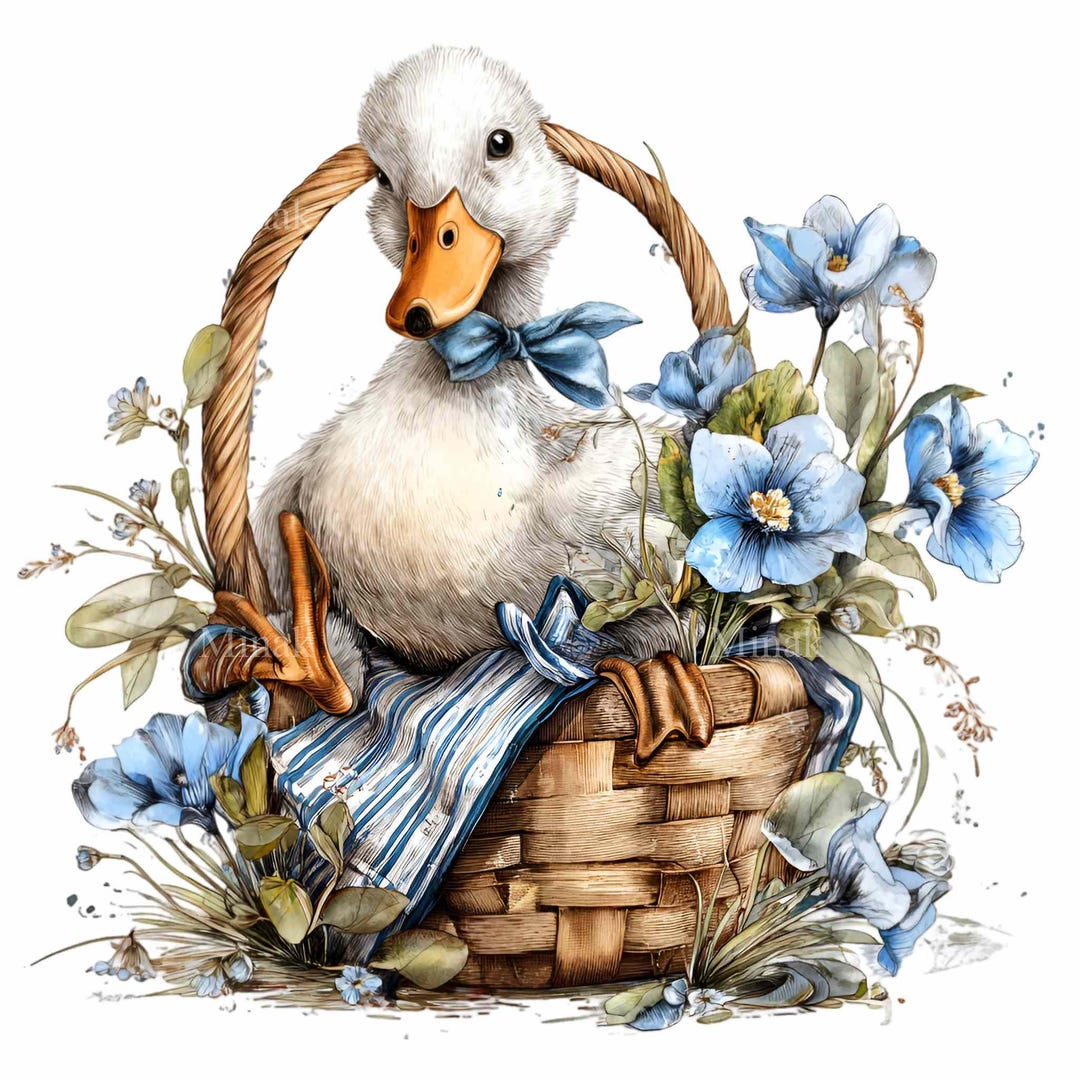 15 PNG Floral Duck Clipart – Cute Farm Animal PNG – Spring Basket Art ...
