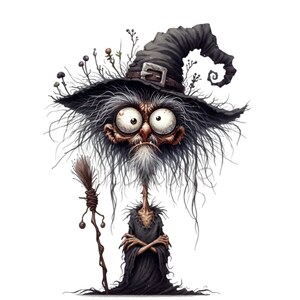 12 Creepy Witch PNG Clipart, Spooky Halloween Hag With Cauldron, Evil ...
