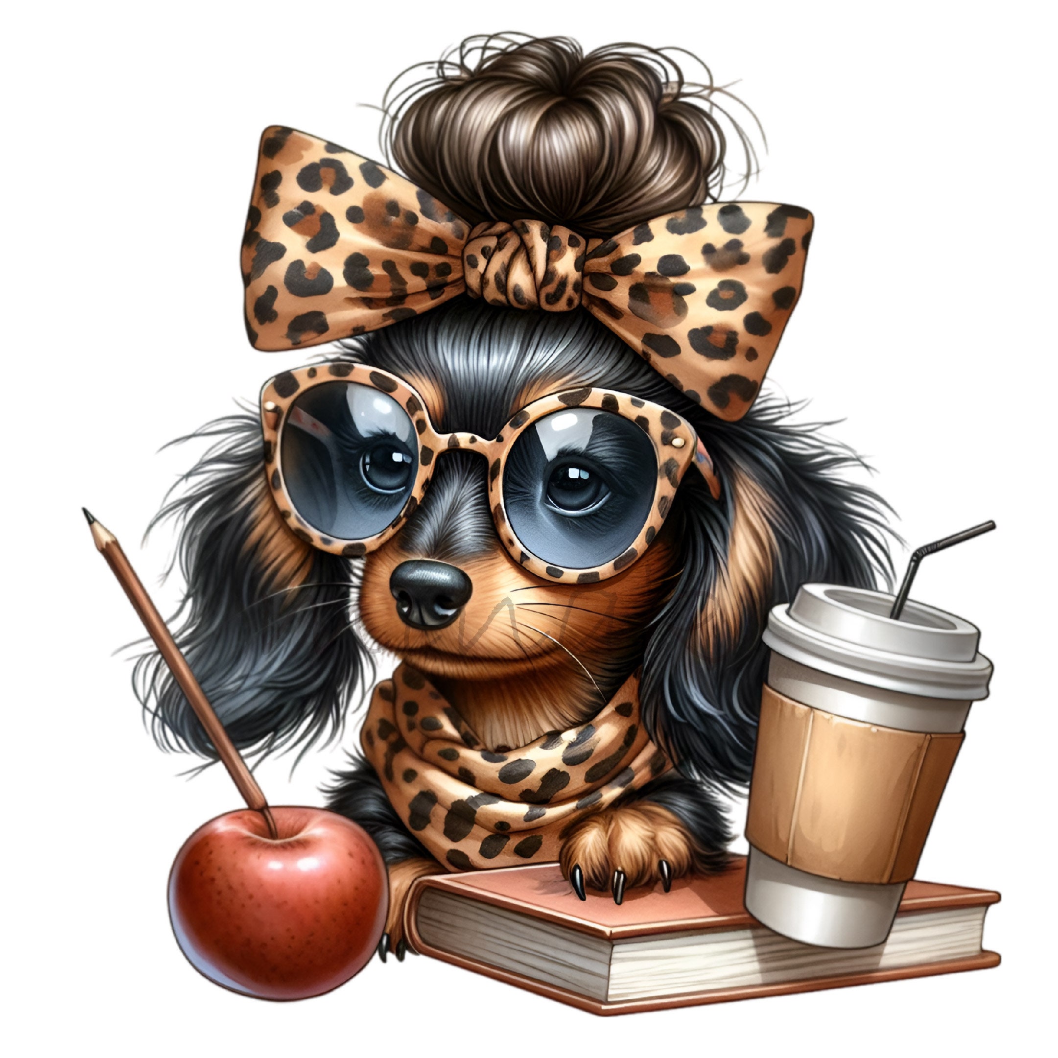 15 PNG Teacher Dachshund Clipart – Leopard Glasses Dog Illustration ...