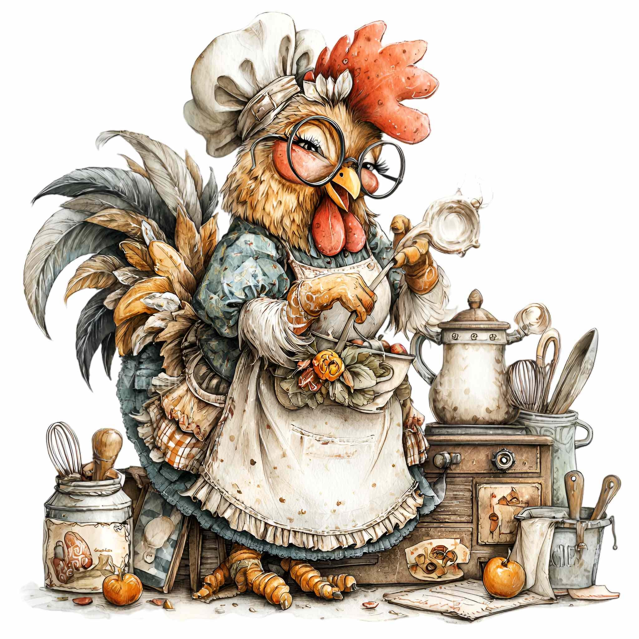 10 PNG Kitchen Animal – Cooking Chicken PNG – Funny Farmhouse Clipart ...