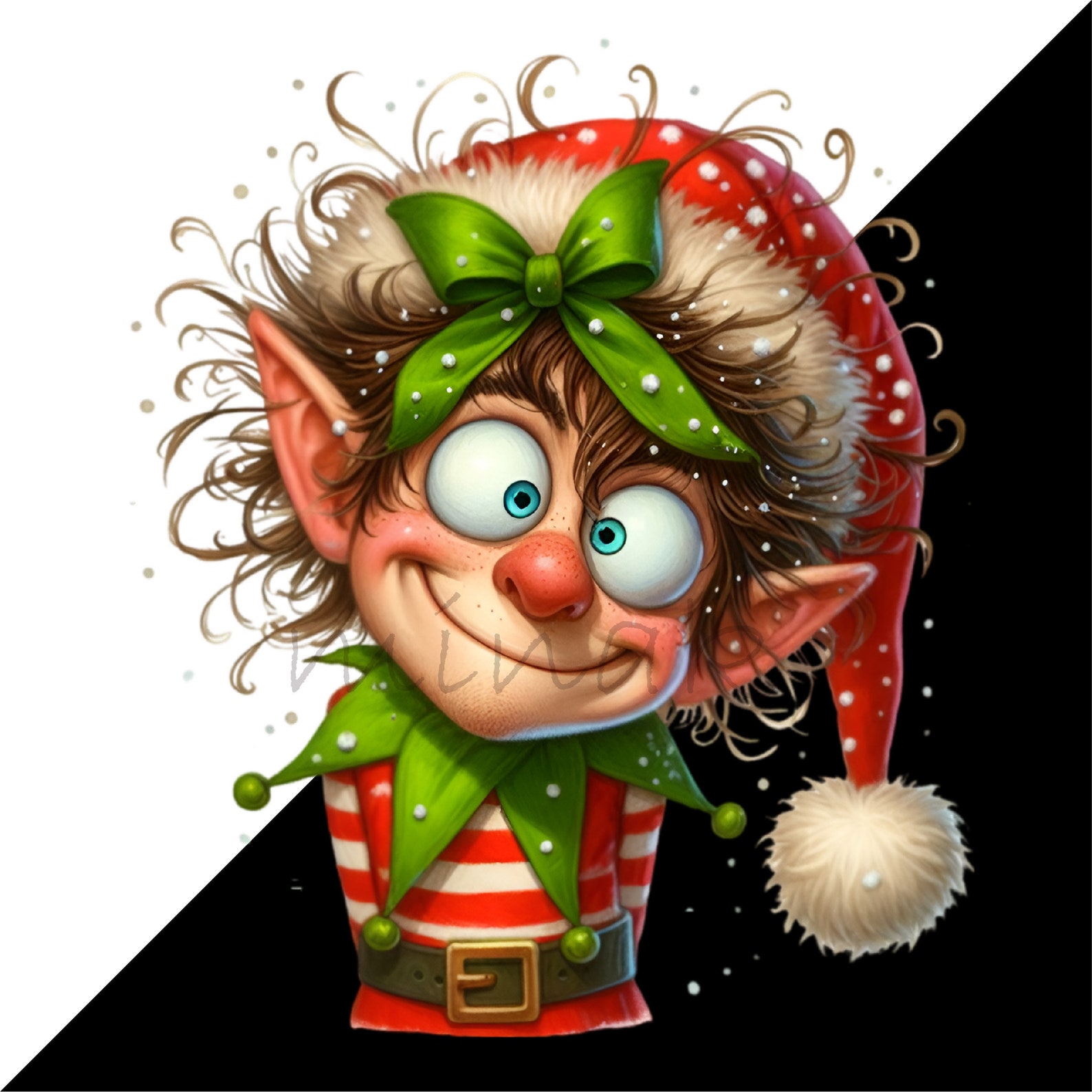 12 PNG Funny Christmas Elf Clipart, Messy Hair Holiday Elf PNG, Cute ...