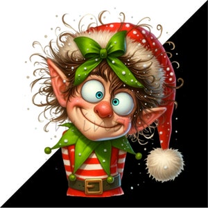 Funny Santa Elf With Christmas Tree 12 PNG Kids Illustration Clipart ...