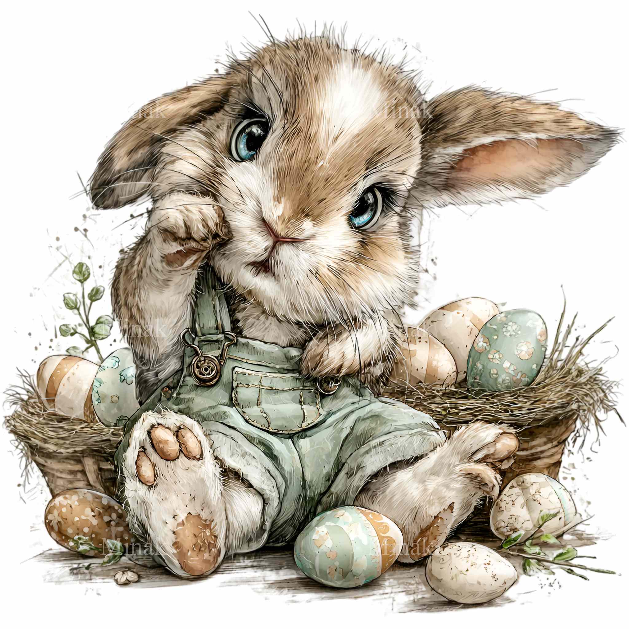 14 PNG Easter Rabbit Clipart, Spring Bunny Sublimation, Farmhouse ...