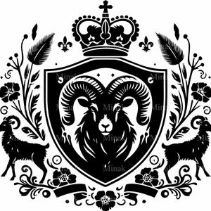 7 SVG Ram Crest SVG Cut File Horned Ram Silhouette With Crown and ...