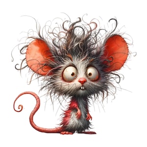 Funny Mouse Fluffy Hair, 10 PNG Crazy Quirky Animal Cartoon ...