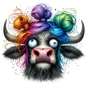 10 PNG Rainbow Cow Clipart – Colorful Cow PNG – Funky Farm Animal ...