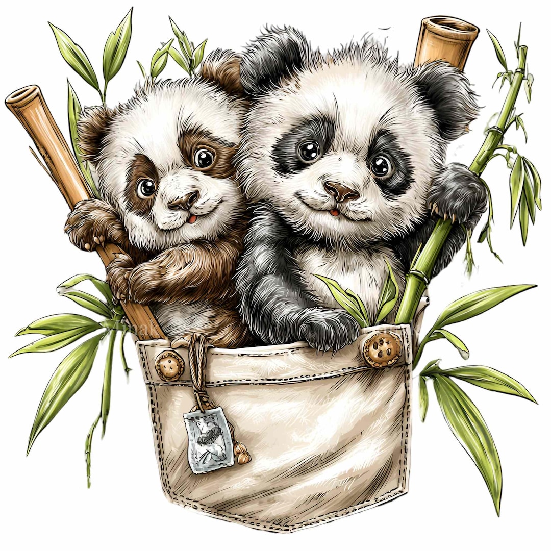 12 PNG Baby Panda Duo – Cute Panda PNG Clipart for Kids Crafts, Nursery ...