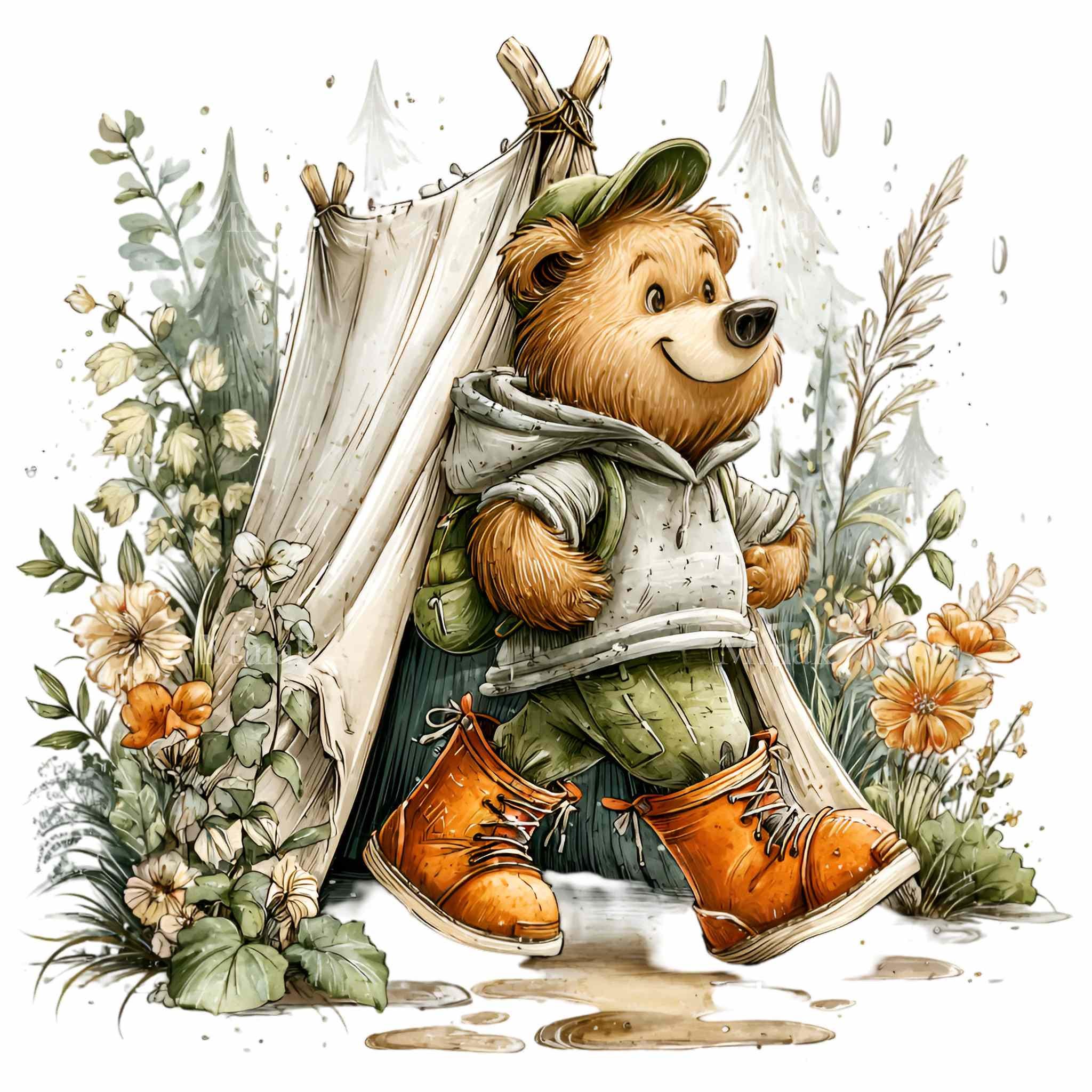 11 PNG Camping Bear Clipart – Adventure Woodland Animal PNG – Cute ...