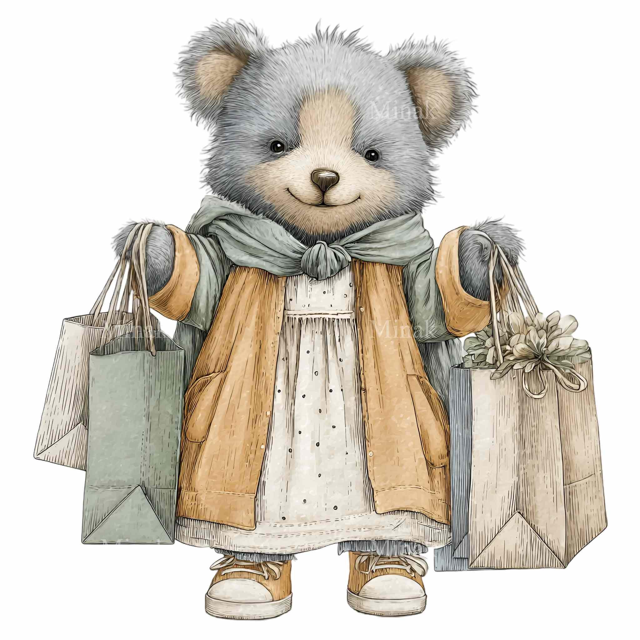 16 PNG Shopping Bear Clipart, Boutique Fashion Illustration, Retail ...