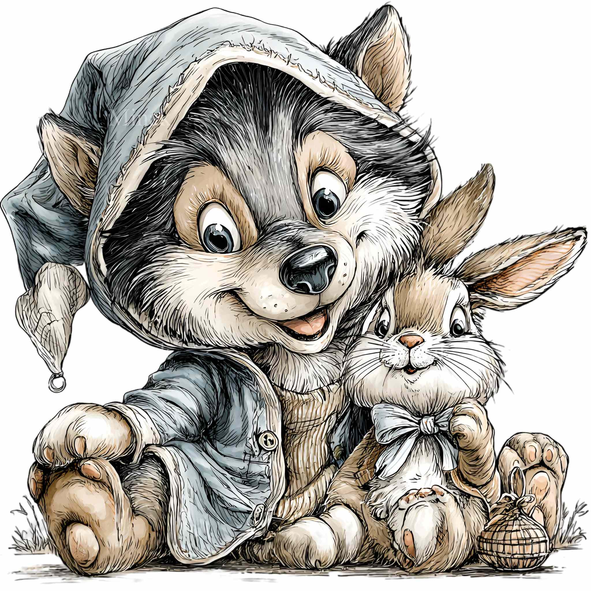 10 PNG Wolf and Bunny Clipart – Baby Animals PNG – Woodland Art for ...