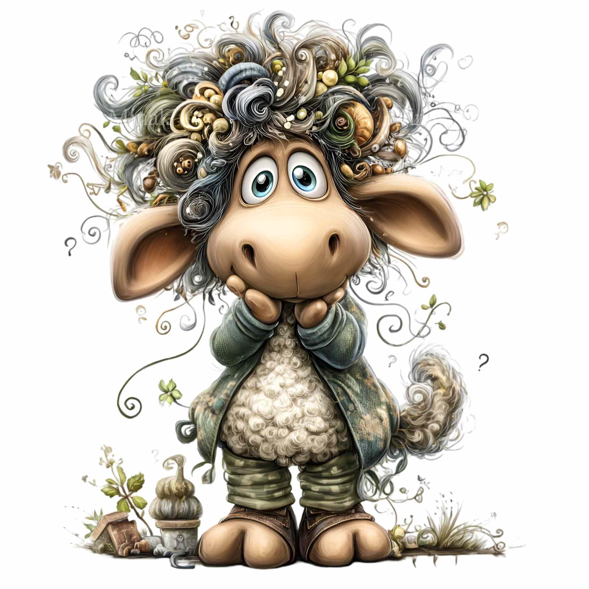 12 PNG Holiday Sheep Clipart – Christmas Lamb PNG – Cute Farm Animal ...