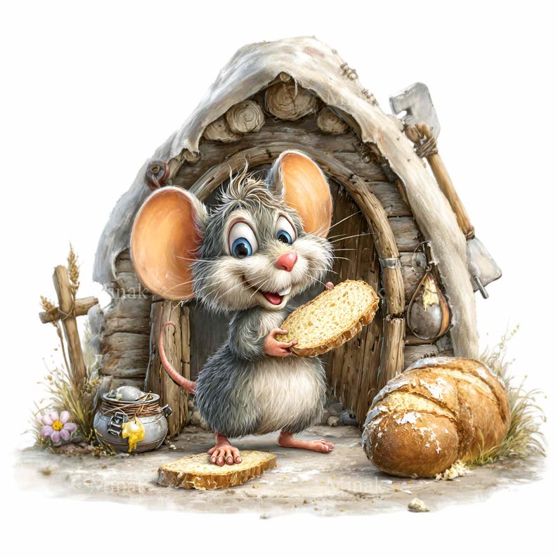 16 PNG Mouse Baker Clipart – Chef Mouse With Bread for Kitchen Art ...