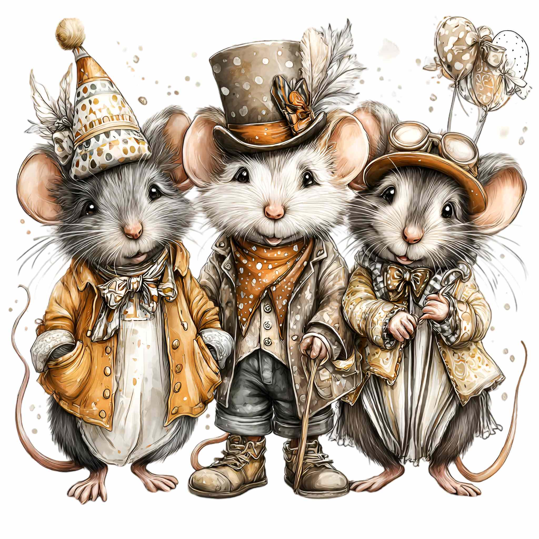 10 PNG Storybook Mice Clipart, Whimsical Mouse Characters Illustration ...