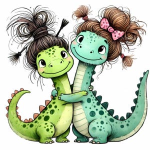 15 PNG Dinosaur Friends Clipart – Cartoon Dino Pair Illustration for ...
