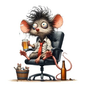14 PNG Funny Mice Drinking Beer Clipart – Animal Humor Illustration ...