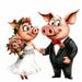 20 PNG Funny Wedding Pig Clipart PNG, Bride and Groom Pigs Cartoon ...