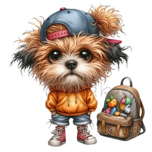 Cute Puppy Dog Go to School Kids Kindergarten Clipart 15 PNG ...