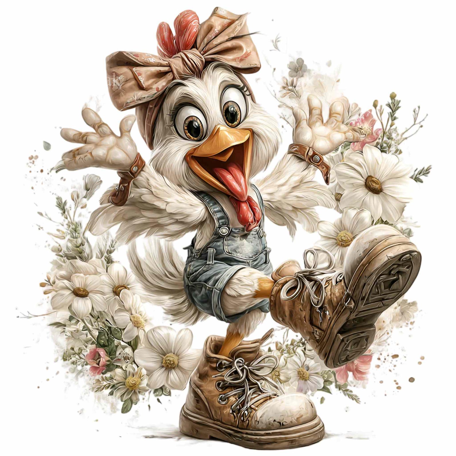 15 PNG Spring Chicken Clipart, Watercolor Farm Bird With Flowers ...