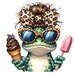 Cute Frog Leopard Print Bow Eating Ice Cream, 17 PNG Graphics Cartoon ...