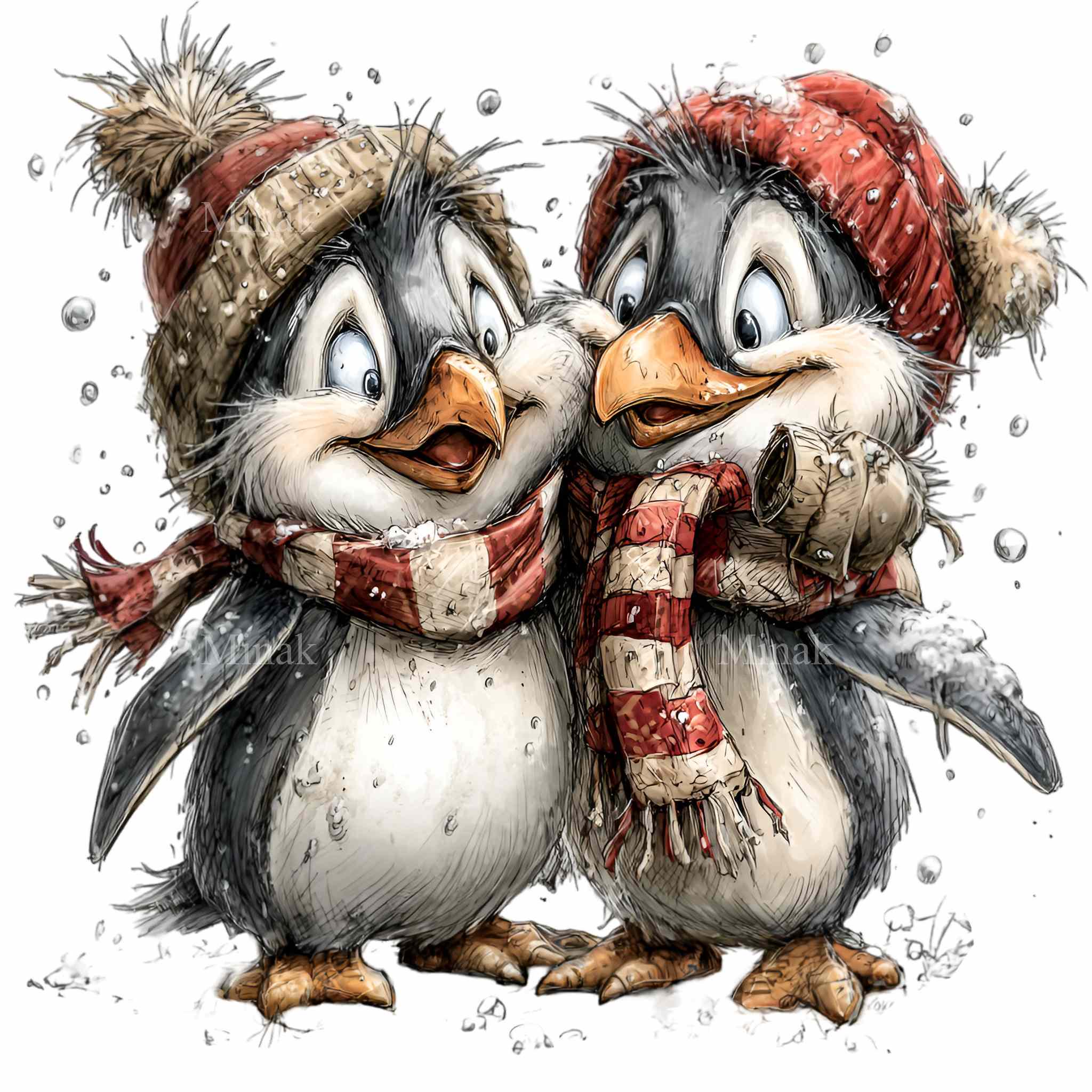 15 PNG Penguin Clipart Pair – Cute Winter Penguins PNG – Holiday Animal ...