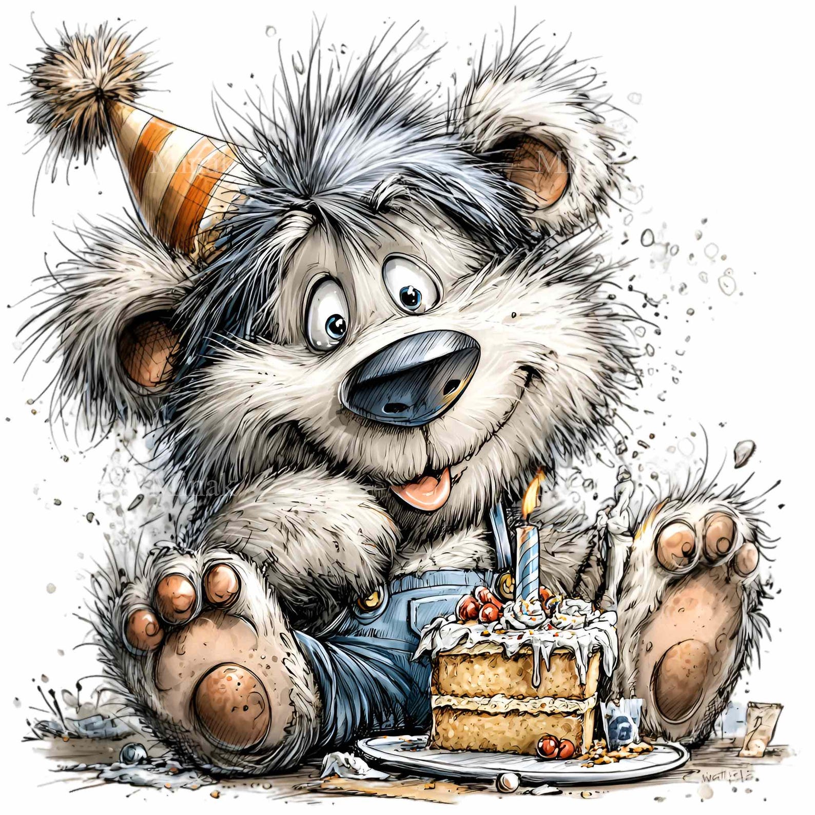 11 PNG Bear Birthday Clipart – Cute Animal With Cake PNG – Kids Party ...