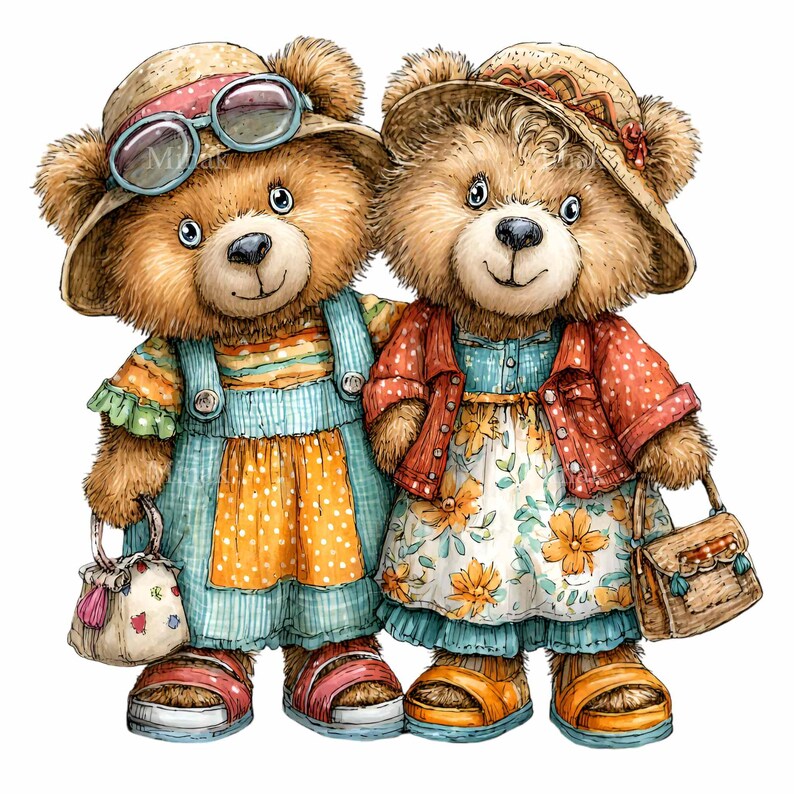 15 PNG Bear Duo Clipart – Cute Bears PNG – Kids Woodland Animal Art for ...