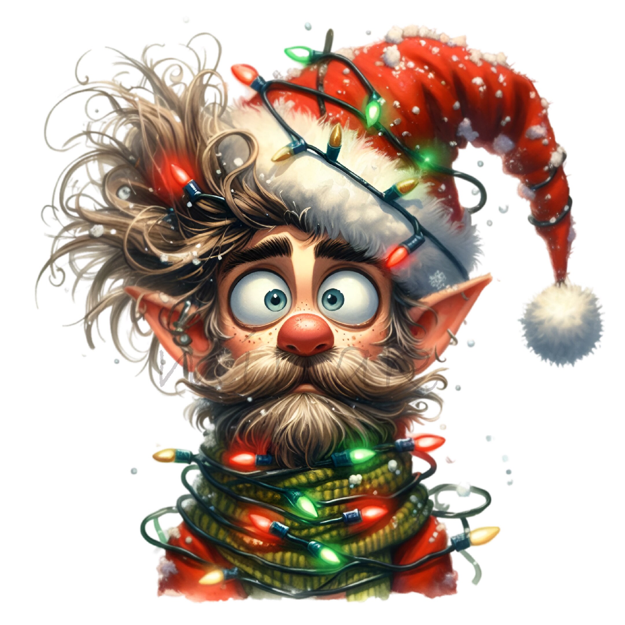 10 PNG Tangled Elf Clipart – Funny Christmas Elf PNG – Grumpy Holiday ...