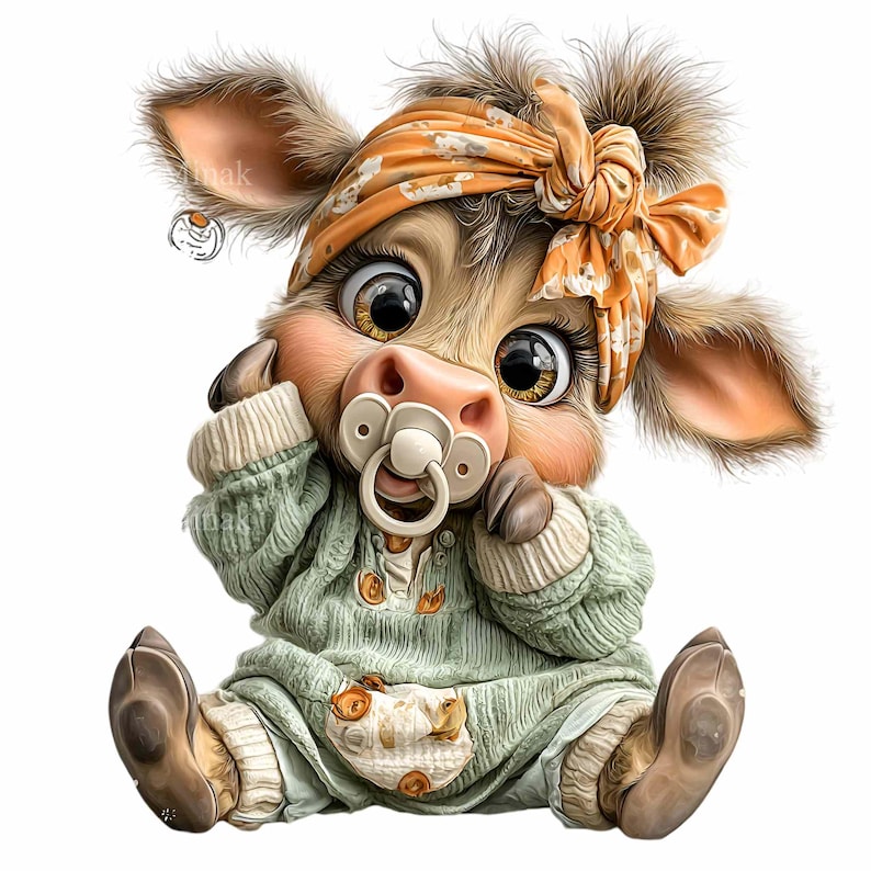 12 PNG Pacifier Calf Clipart – Cow PNG – Nursery Decor, Baby Shower ...