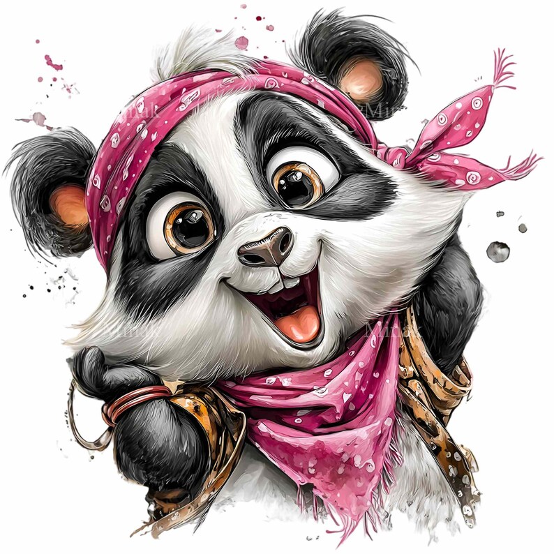 14 PNG Girly Panda Art – Cute Panda PNG Clipart – Pink Scarf Animal for ...