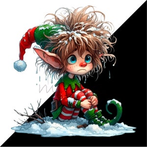15 PNG Grumpy Christmas Elf Clipart – Snow-covered Elf PNG – Funny ...
